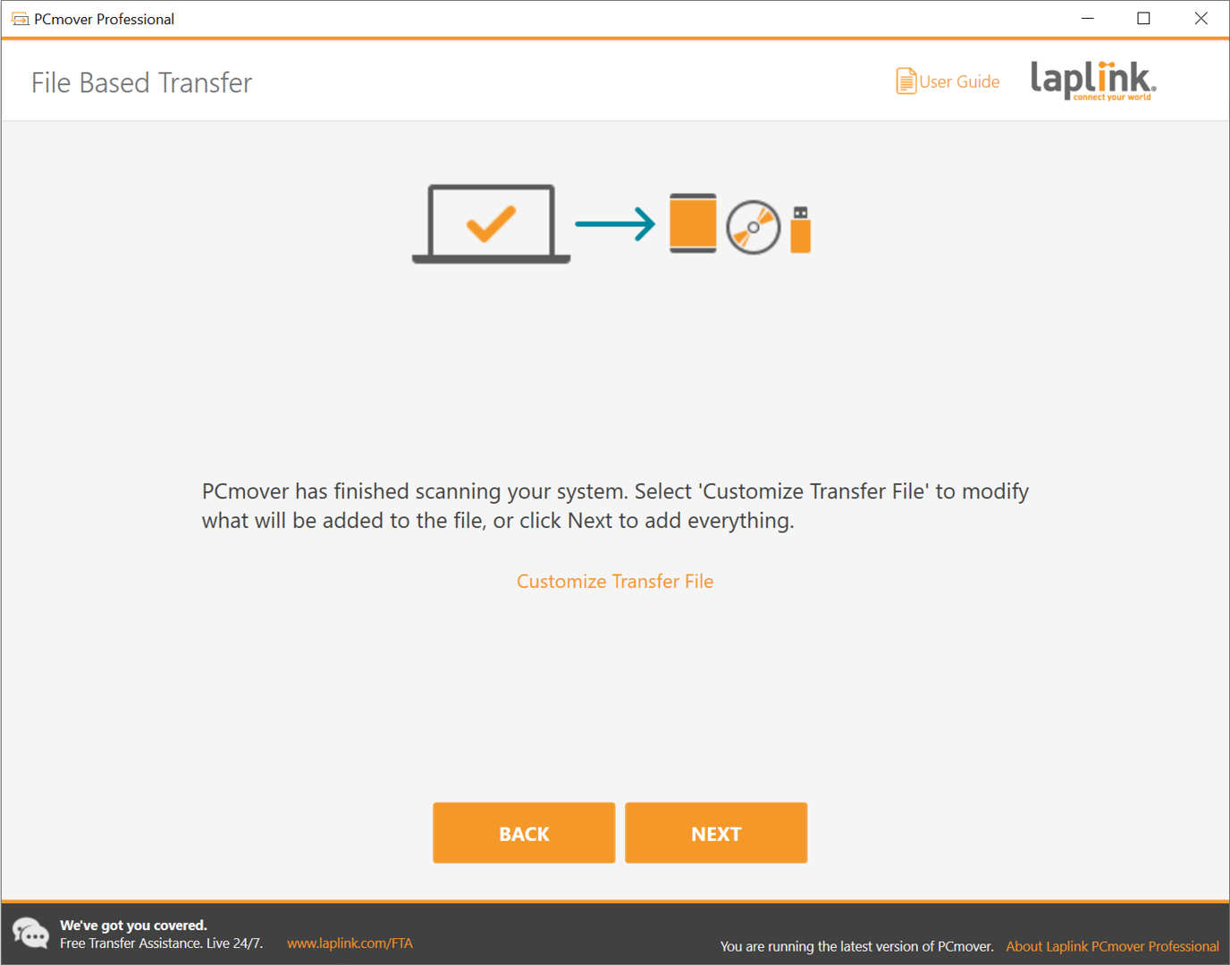 How to use PCmover's 'File Based Transfer' method